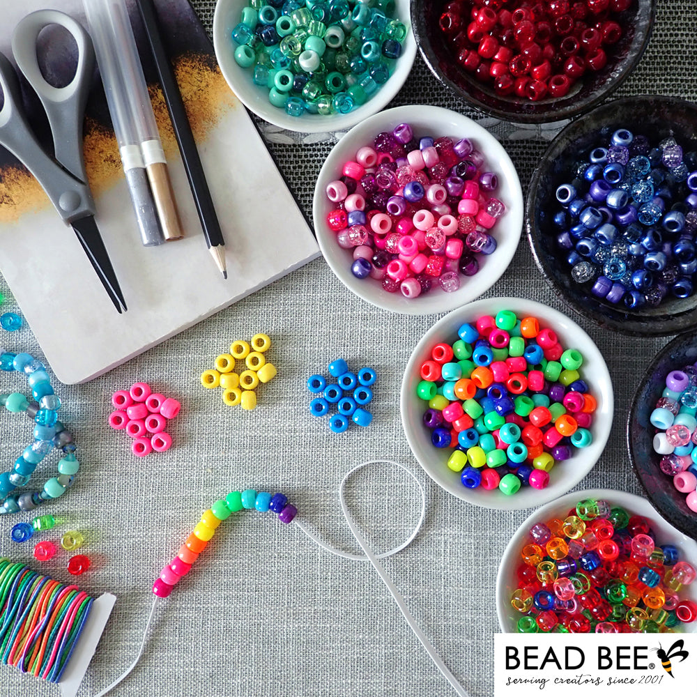 Opaque Multi Mix Craft Pony Beads 6 x 9mm Bulk Assortment, USA Made ...
