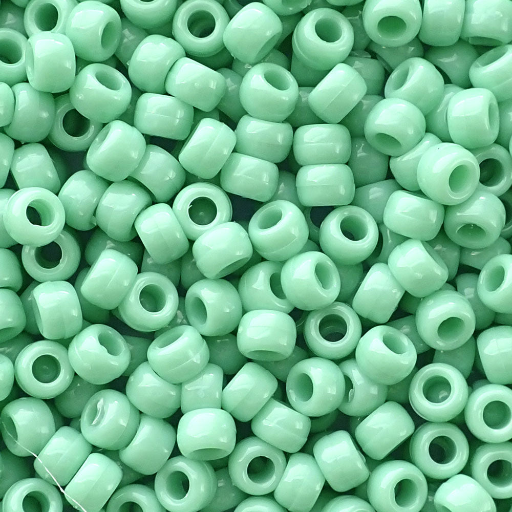 Sage Green Plastic Craft Pony Beads 6x9mm, 500 beads Bulk Pack - Bead Bee