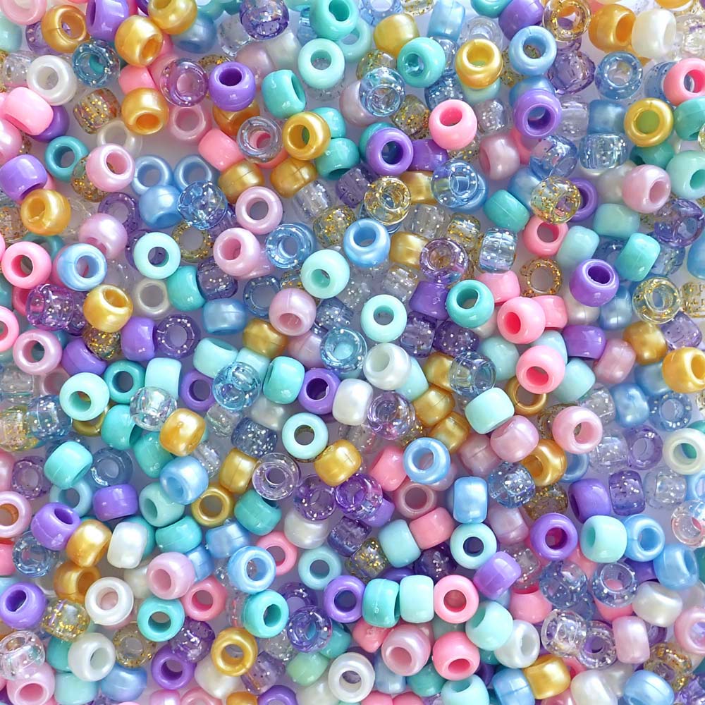 Golden Mermaid Mix Plastic Craft Pony Beads 6 x 9mm Bulk Assortment ...