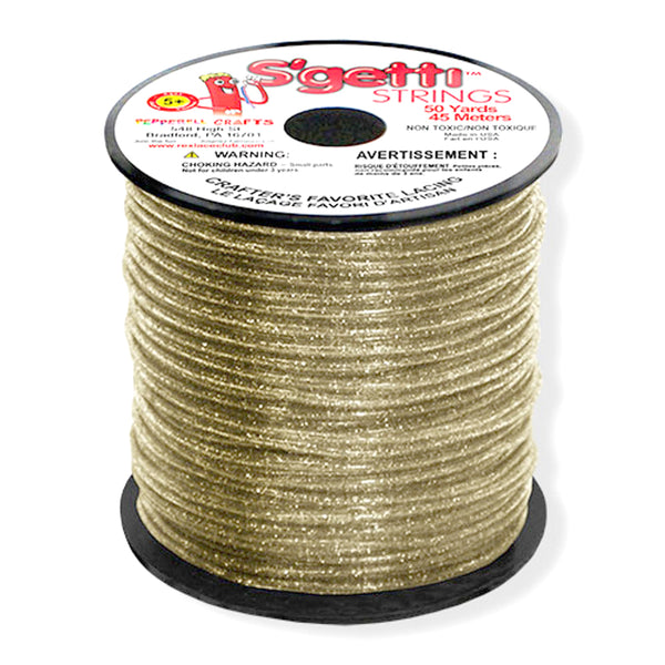 S'getti Plastic Cord (non-stretch), Gold Glitter, 1.8mm Thick, 50 yard ...
