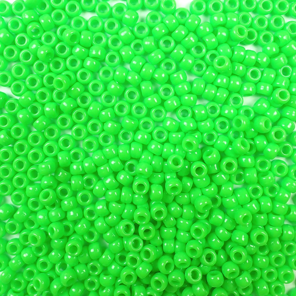 Lime Green Plastic Pony Beads - Jewelry & Crafts - Made in USA - Bead Bee