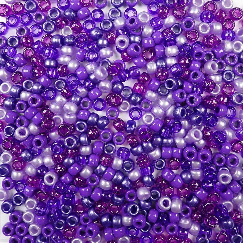 Purple Mix Plastic Pony Beads jewelry making DIY arts & crafts - Bead Bee