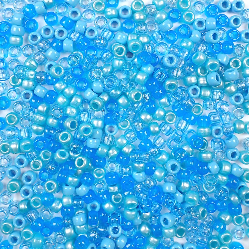 Light Blue Mix Plastic Craft Pony Beads 6 x 9mm, Bulk, Made in the USA ...
