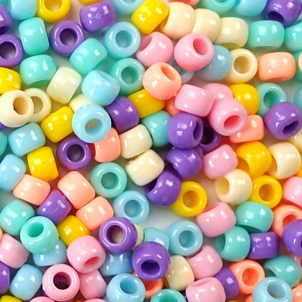 Opaque Multi Mix Craft Pony Beads 6 x 9mm Bulk Assortment, USA Made ...
