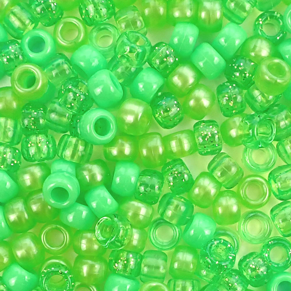 Lime Green Mix Plastic Pony Beads jewelry making DIY arts & crafts ...